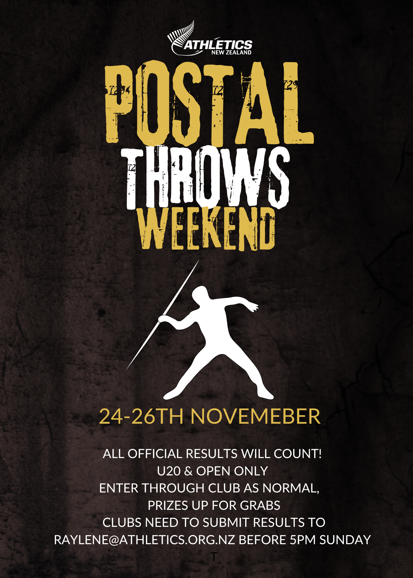 Postal Throws Weekend - Otago Date - Sat 25th Nov 2023
