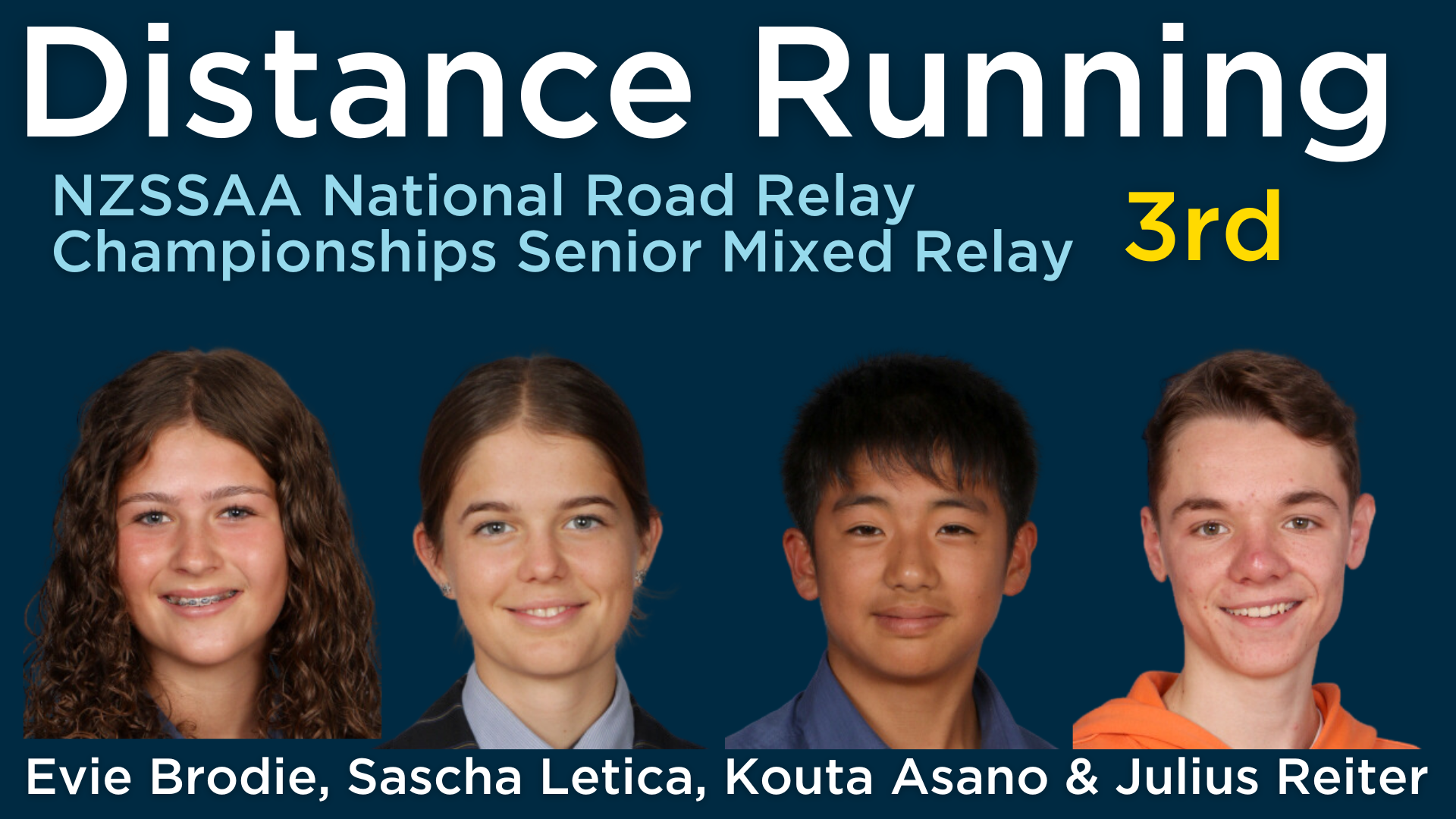 Athletics: NZSSAA bronze for our senior road relay team