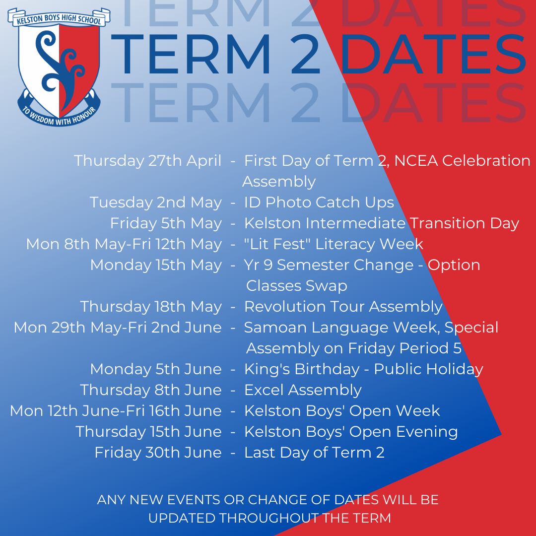 Term 2 Important Dates