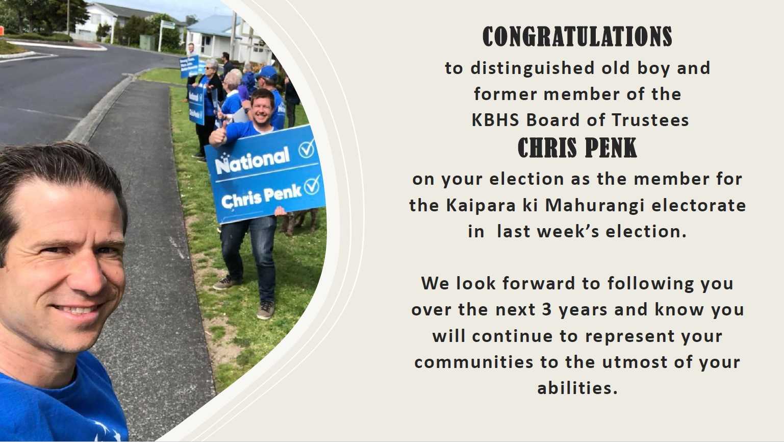 Congratulations to Old Boy Chris Penk