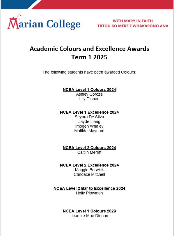 2025 Academic Colours