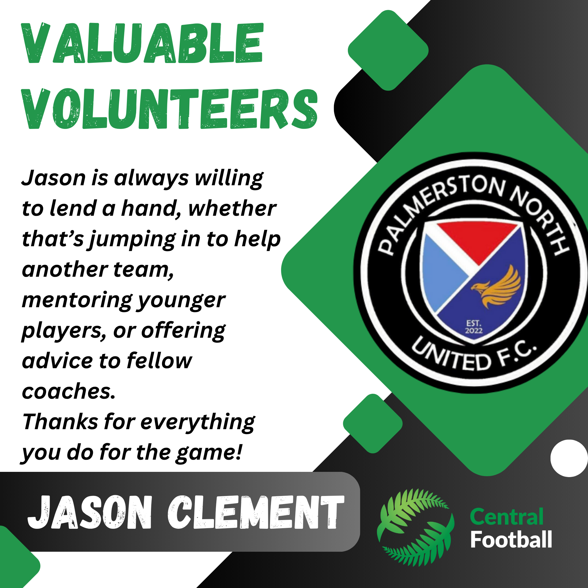 Manawatu Valuable Volunteer - Jason Clement