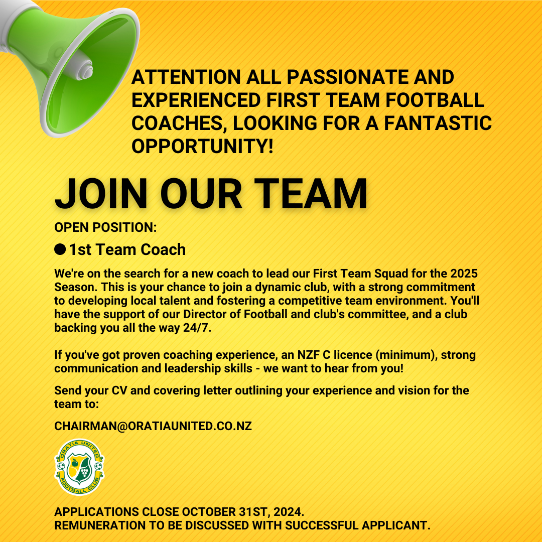 Oratia United - Head Coach Role