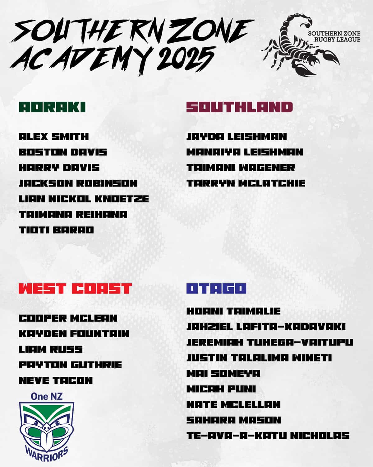 2025 Southern Zone Academy Announcement