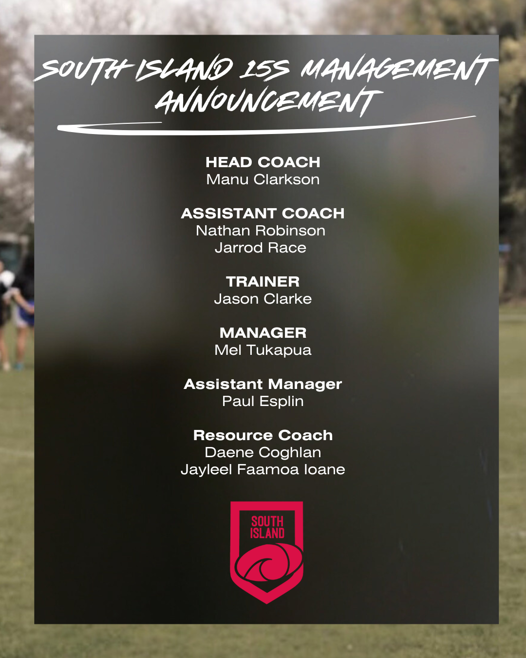 South Island 15s Management Team Announcement