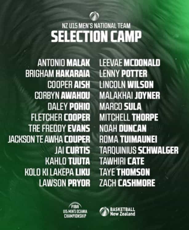 Zach Cashmore selected for NZ U15 Basketball Camp
