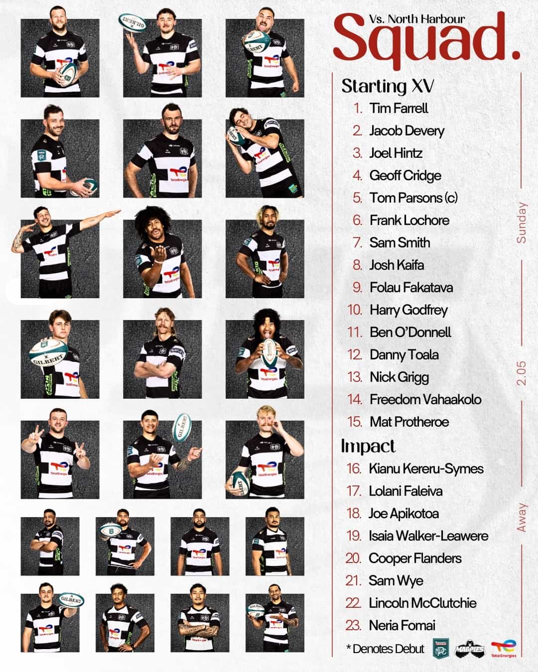 Starting XV announced for opening game