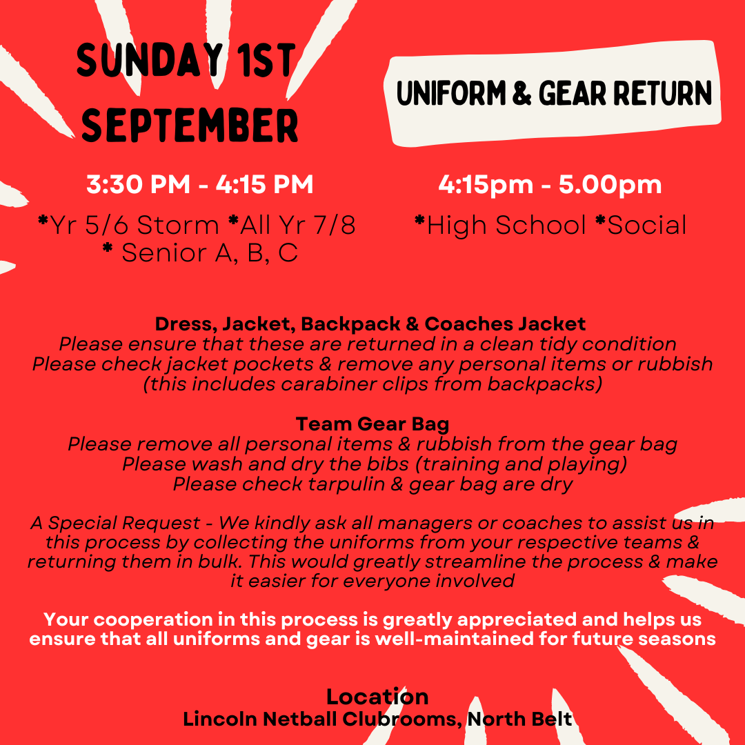 UNIFORM & GEAR RETURN