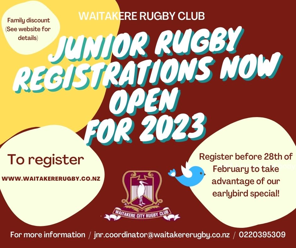 Junior Rugby Registrations 2023