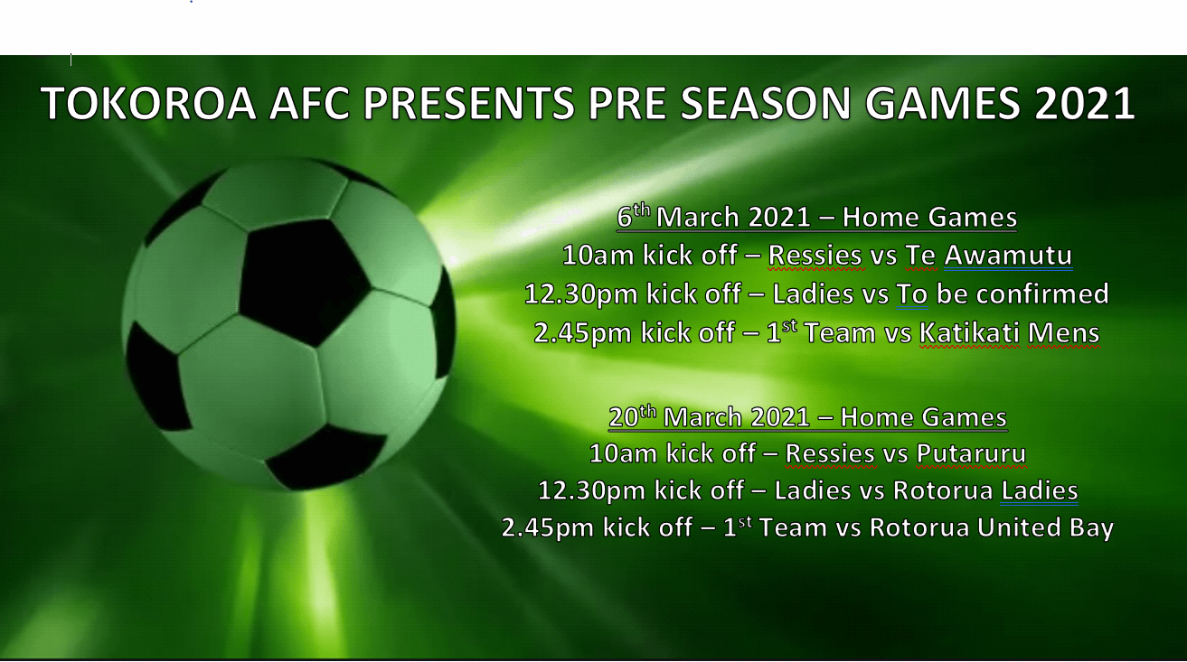 Tokoroa AFC announces 2021 pre-season matches