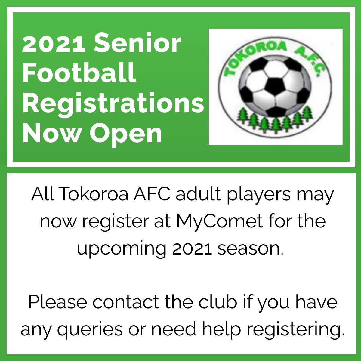 Registrations now open for 2021 season!