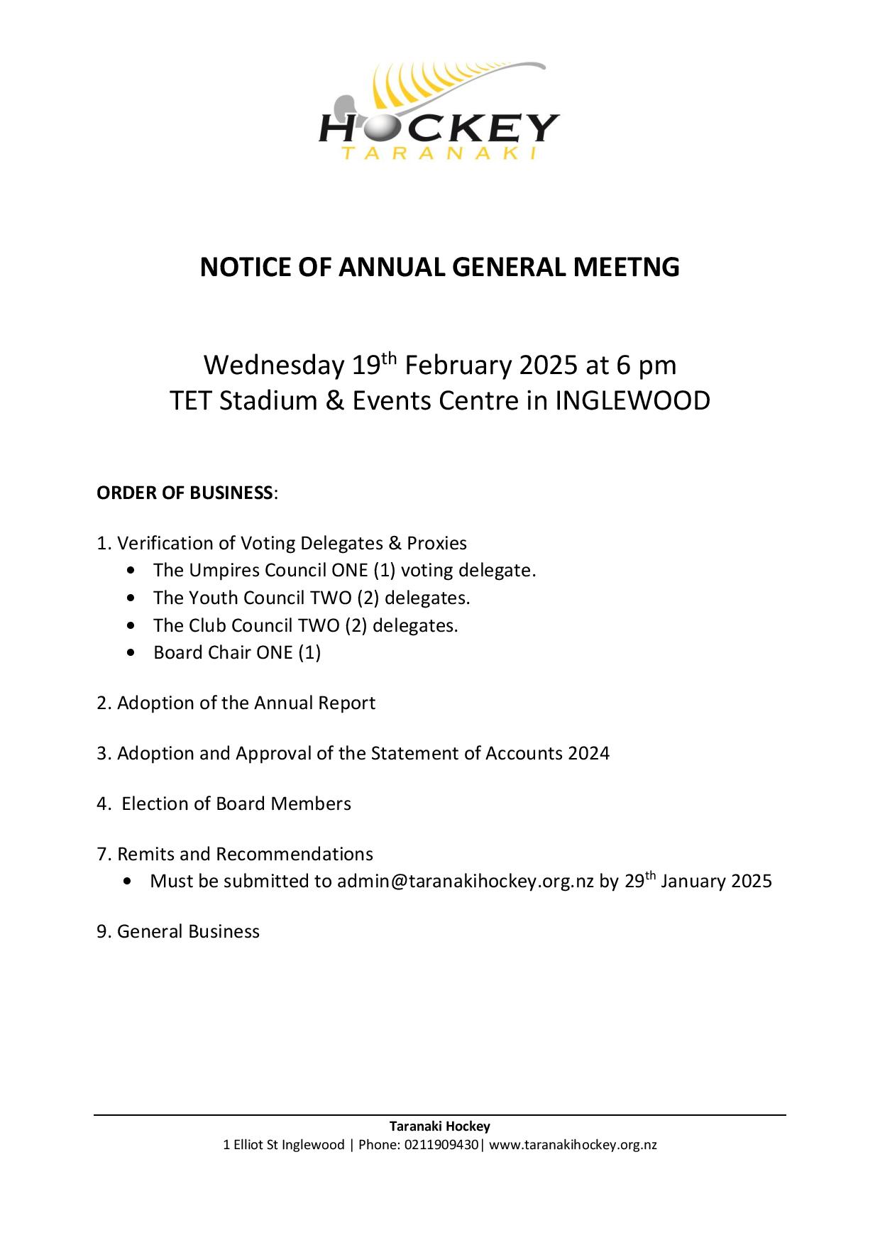 Notice of Annual General Meeting