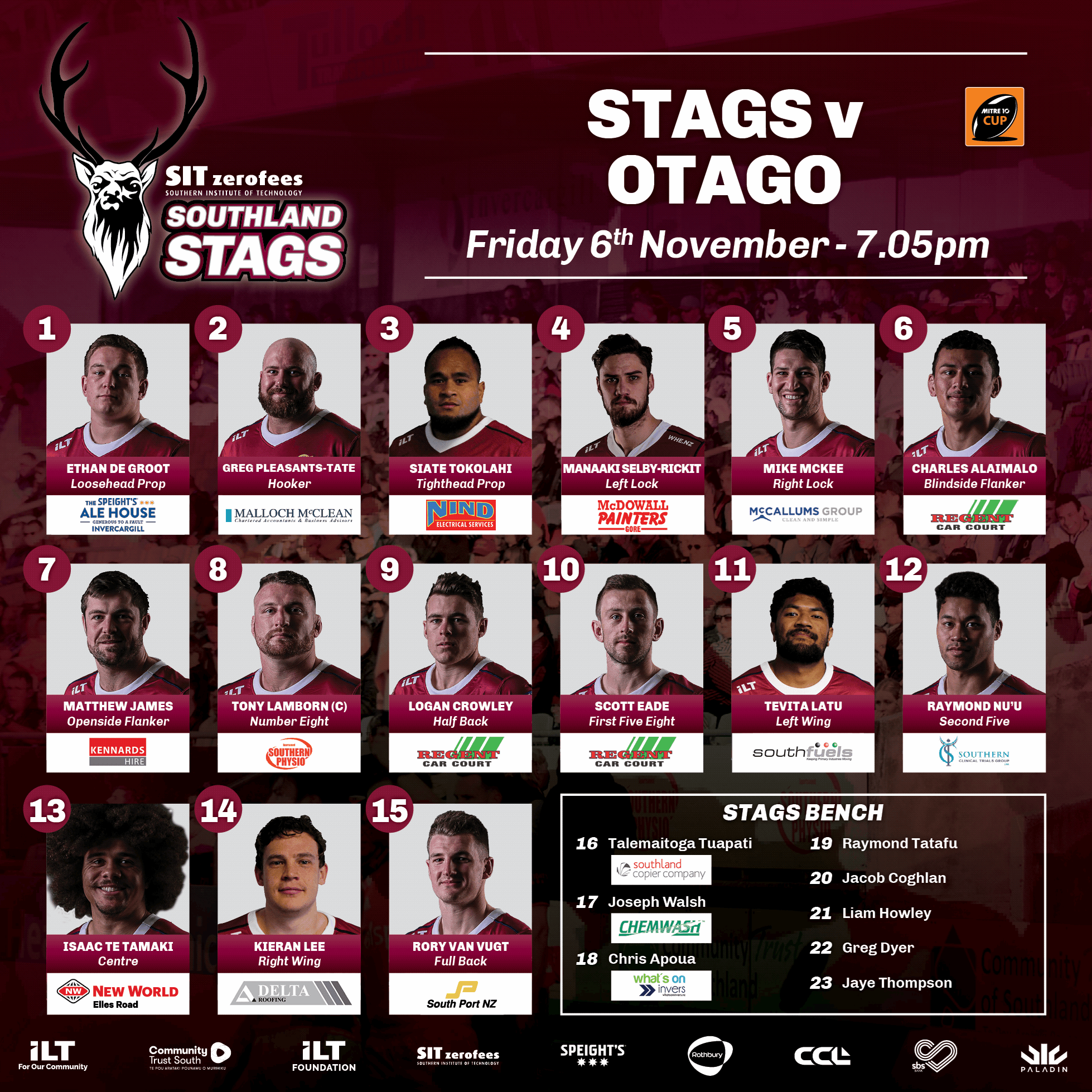 SIT Zero Fees Southland Stags named to take on Otago