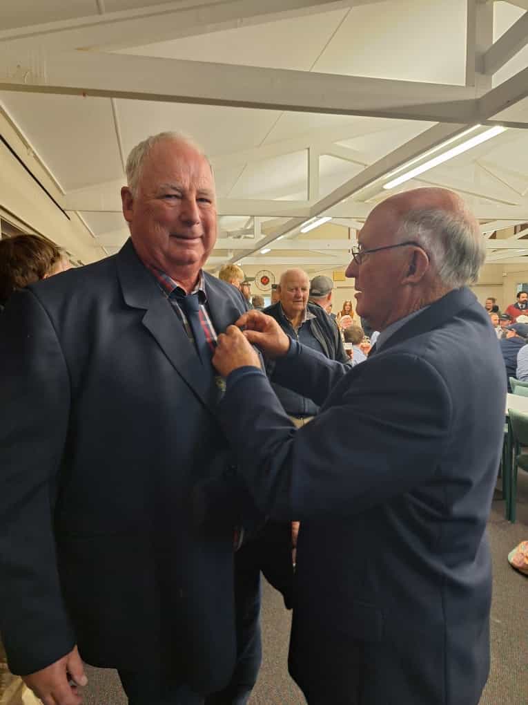 NEW ORFU PRESIDENT BOB PERRIAM PRESENTED WITH BADGE