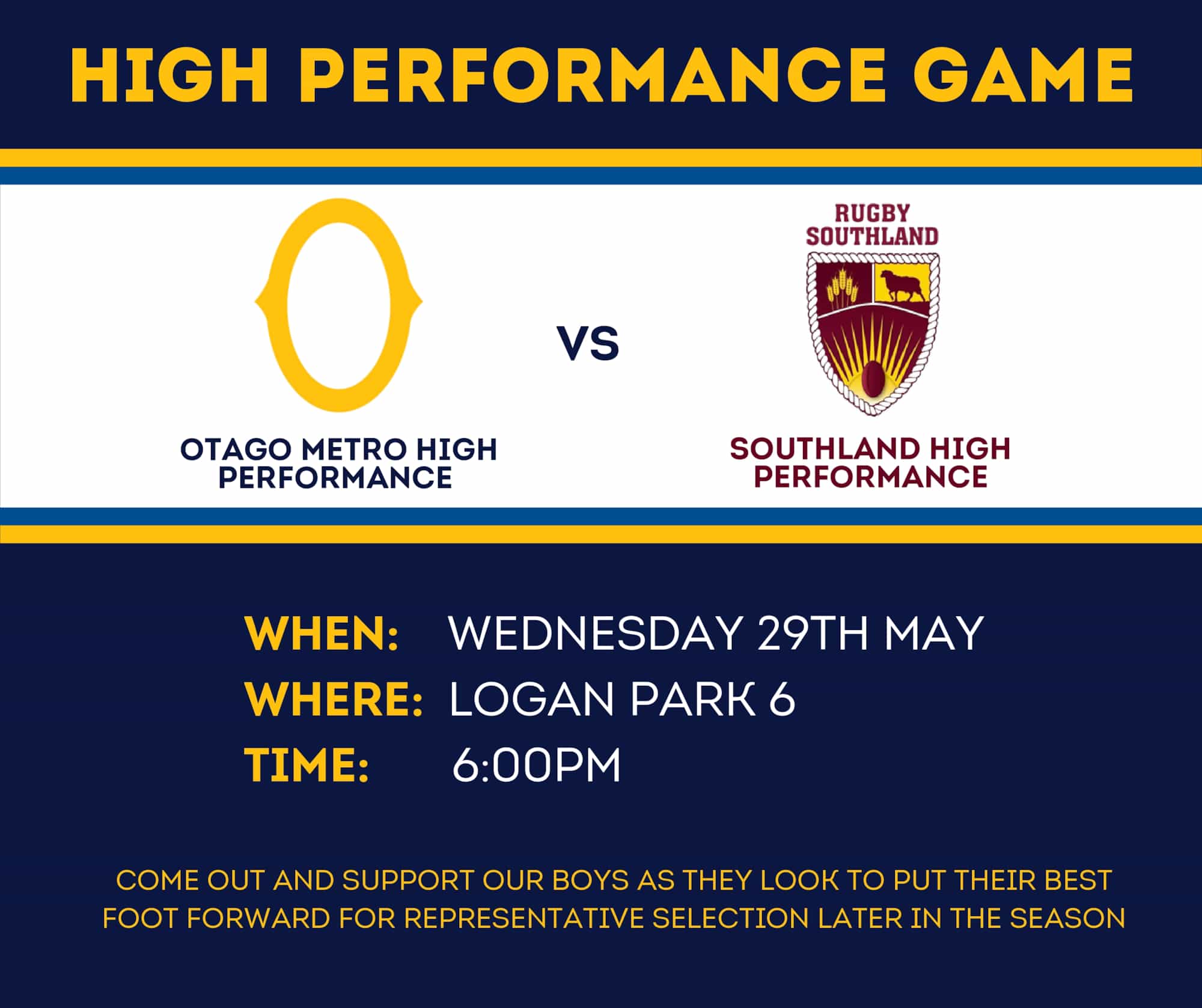 HIGH PERFORMANCE GAME THIS WEDNESDAY