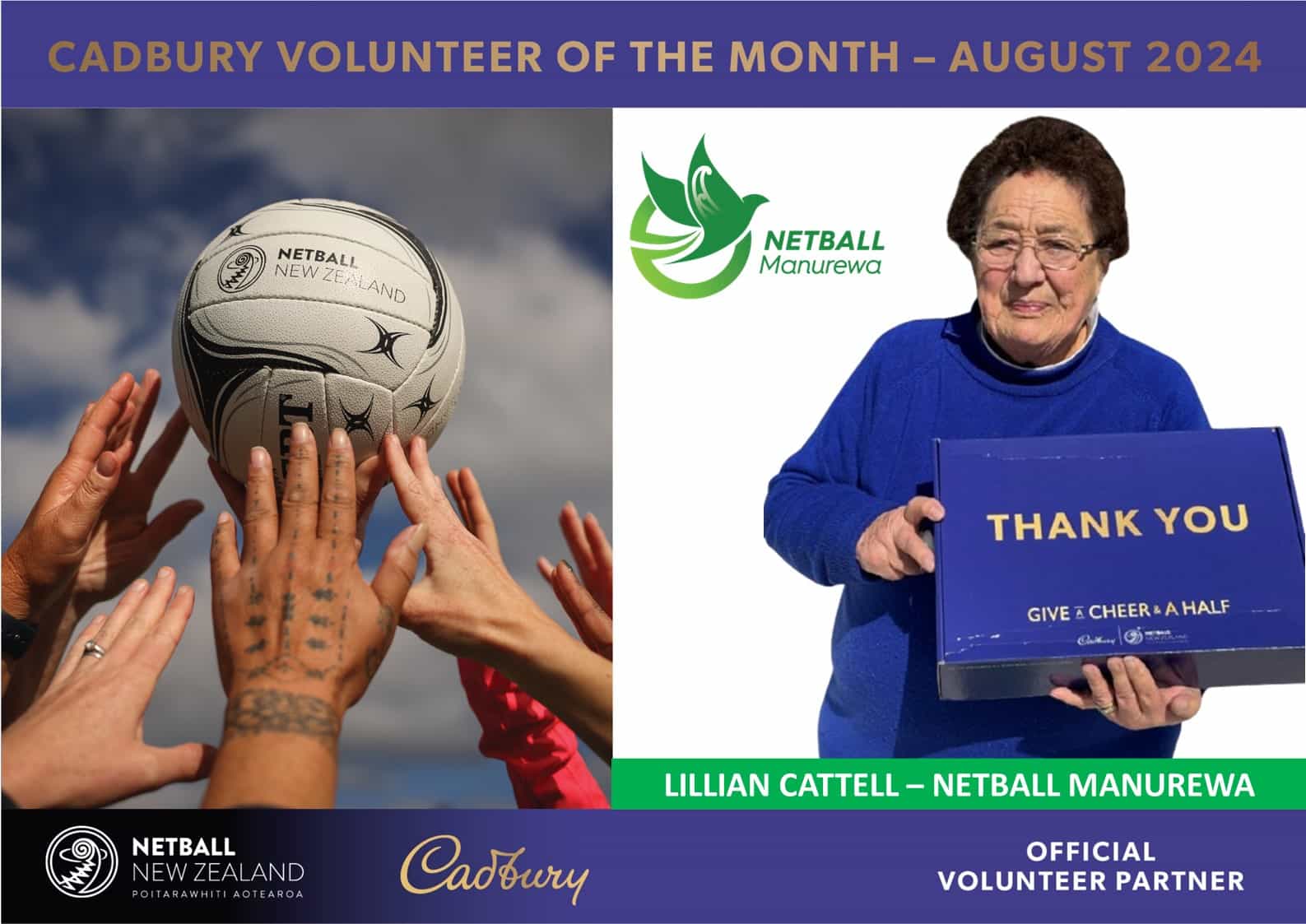 Cadbury Volunteer of the Month Award for August
