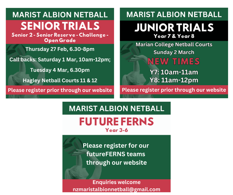 Marist Albion Netball Club - Season Dates