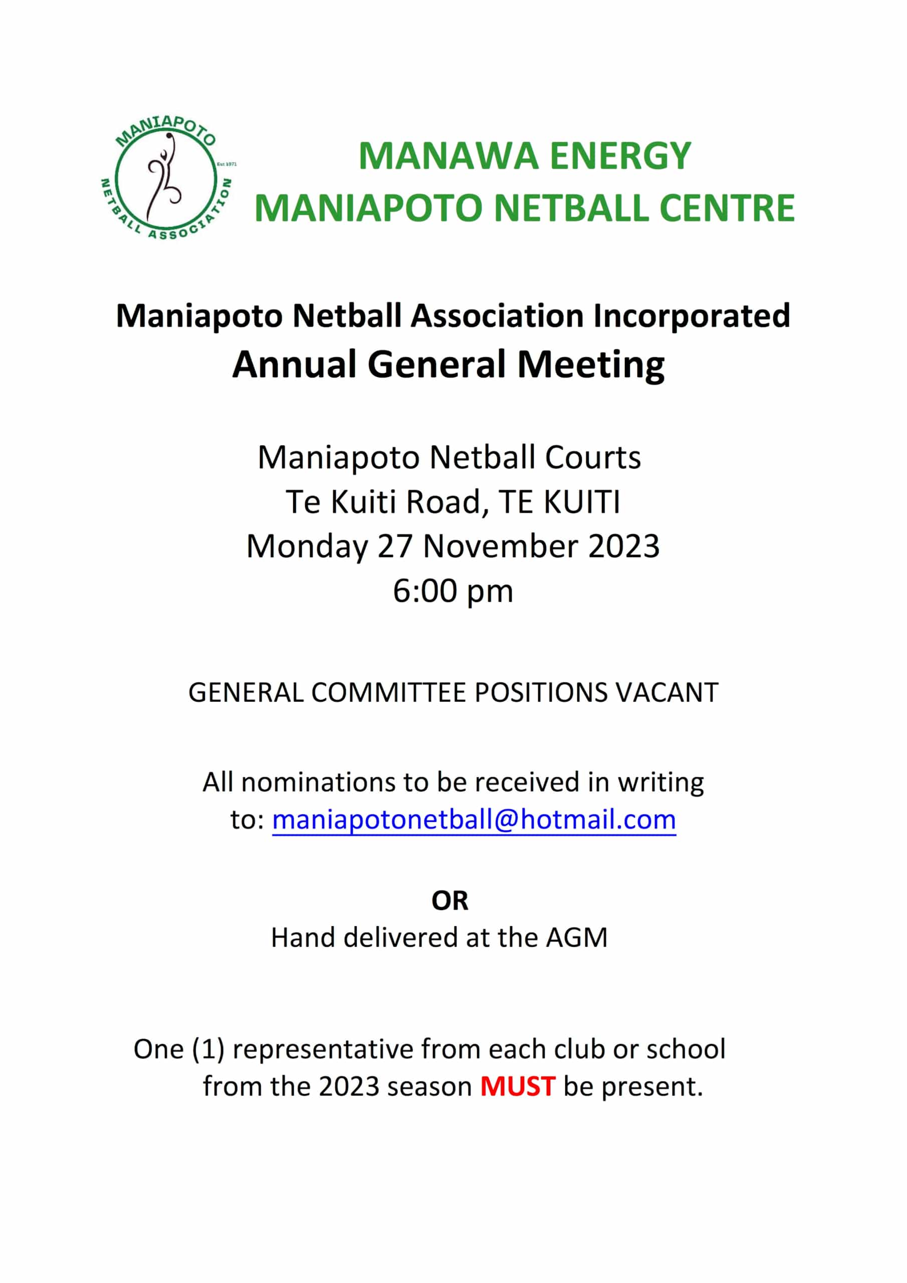 Maniapoto Netball Centre - Home