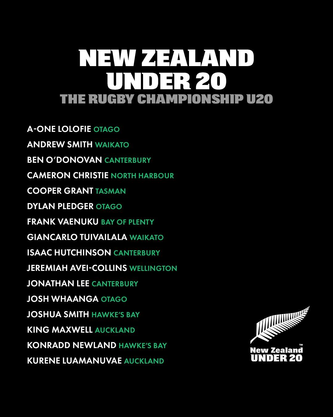 Kurene Luamanuvae names in the NZ U20'S