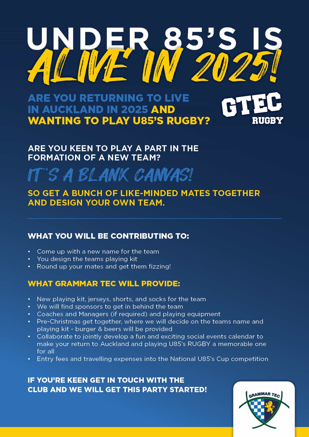 Give playing Under 85's a go.