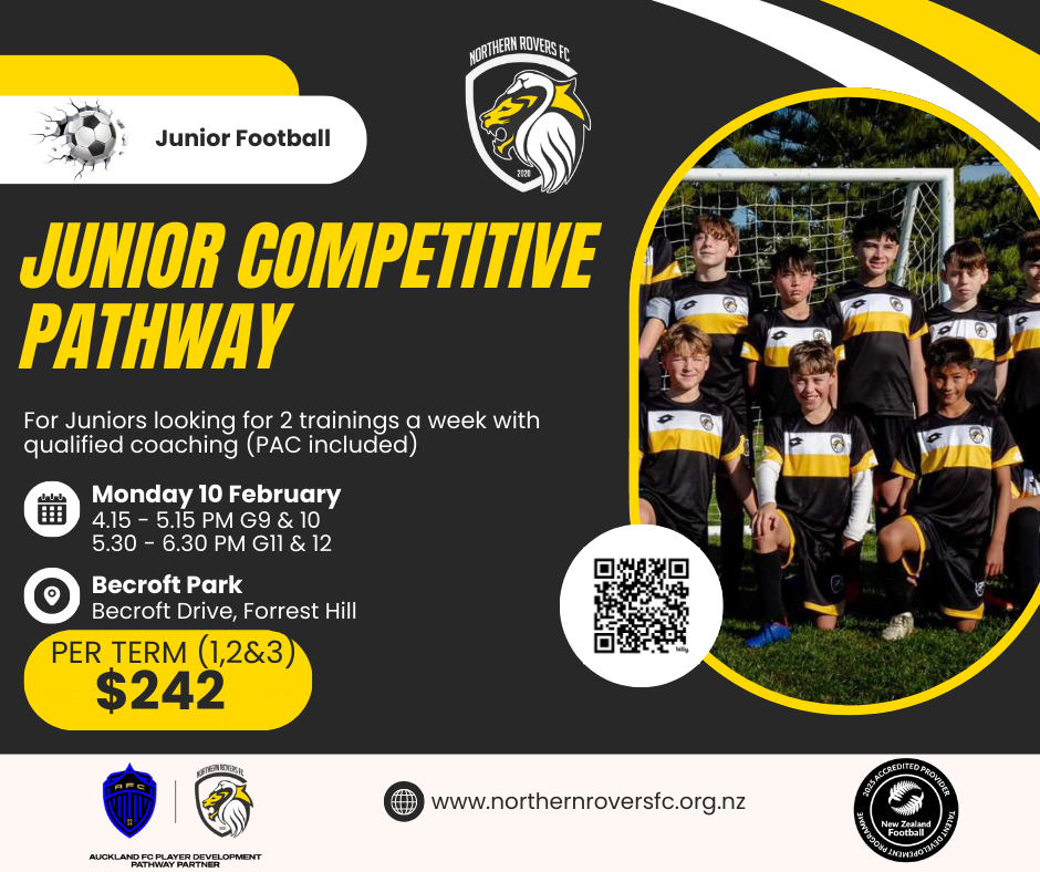 Junior Football, Competitive Pathway starts 10 February