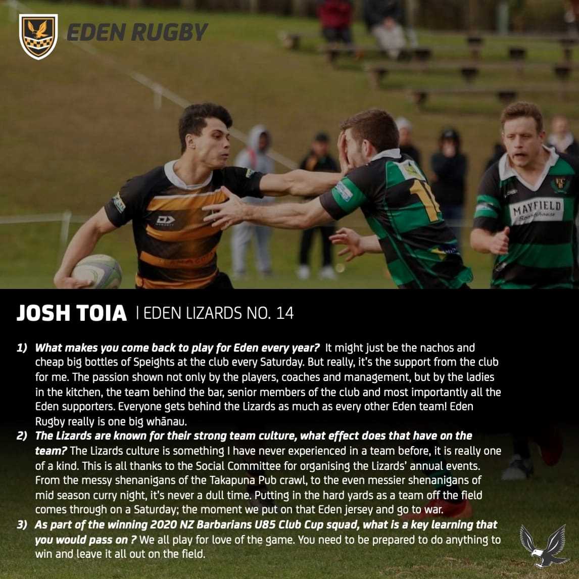 Josh Toia, Eden Lizards, No. 14