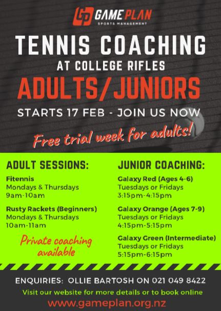 Game Plan Tennis at College Rifles