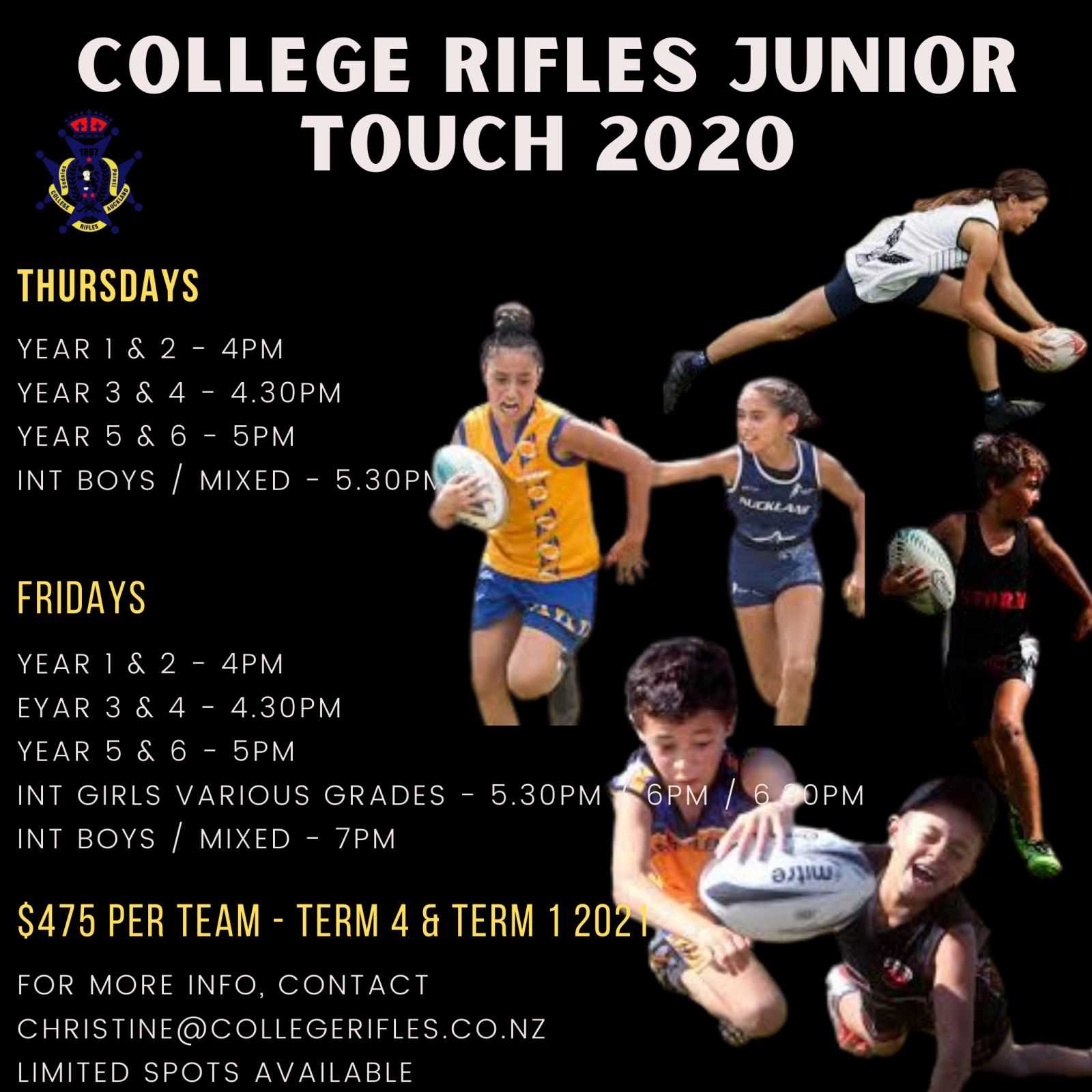 Register NOW for Junior Touch - Limited spaces left Starts next week